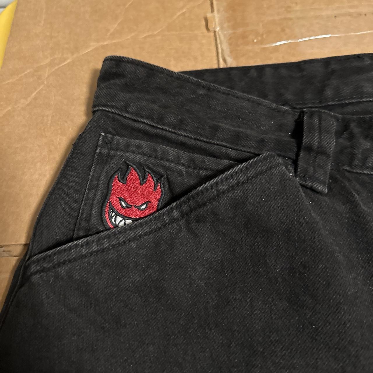 Spitfire Fill Big Head Black Denim Carpenter Wide... - Depop