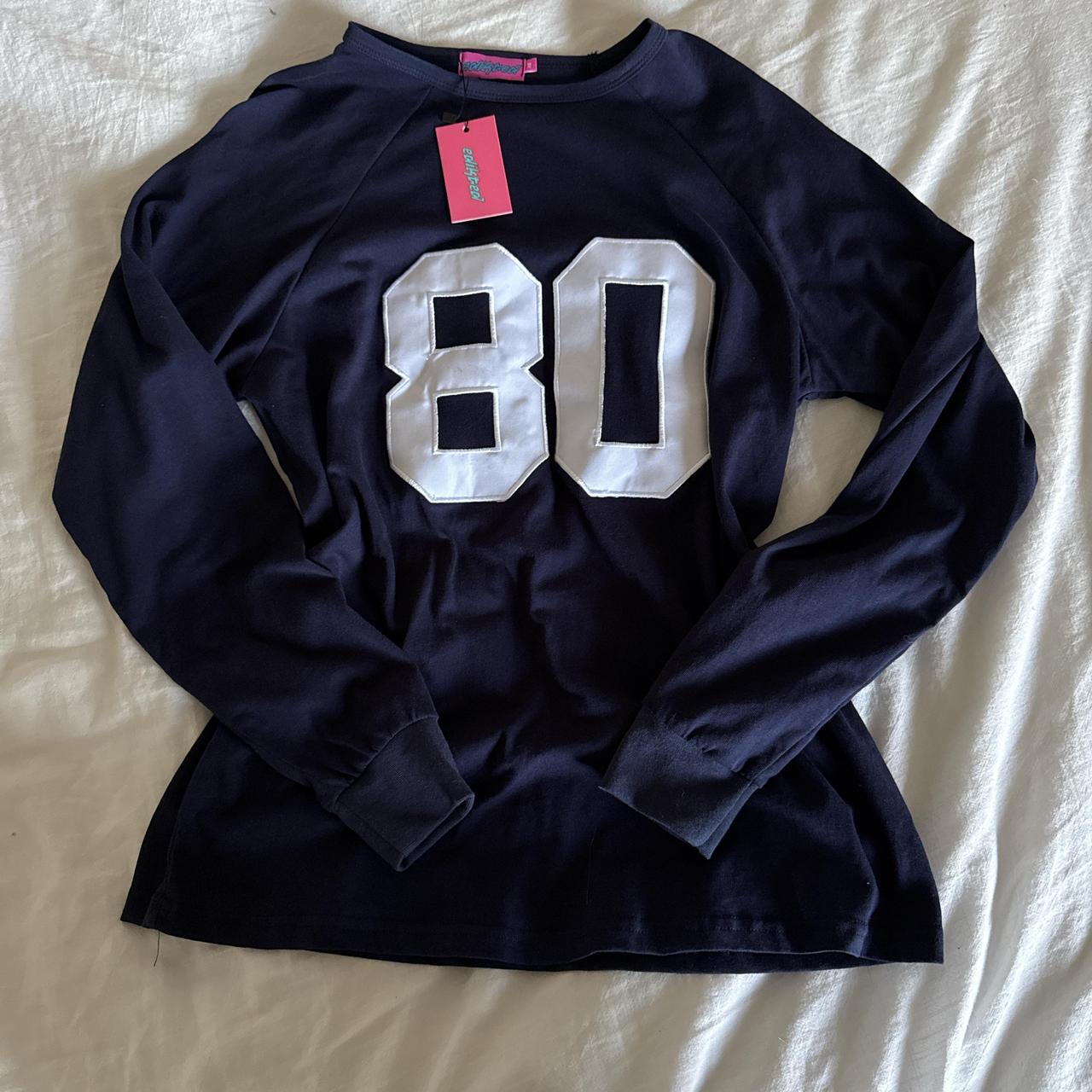 brand new edikted xsmall blue number 80 jersey | Depop