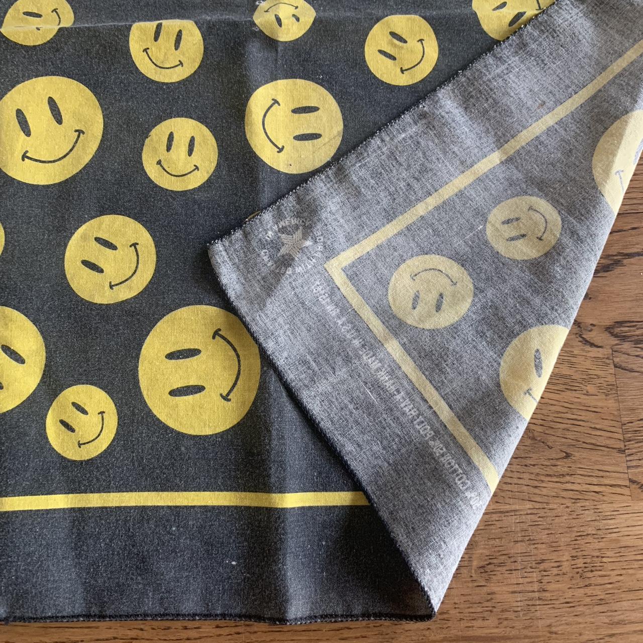 Vintage rare 90s smiley face print black and yellow... - Depop