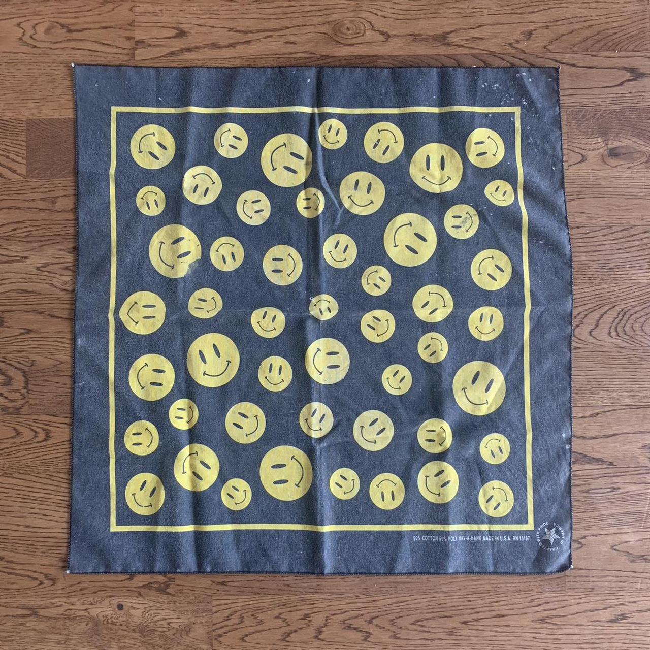 Vintage rare 90s smiley face print black and yellow... - Depop