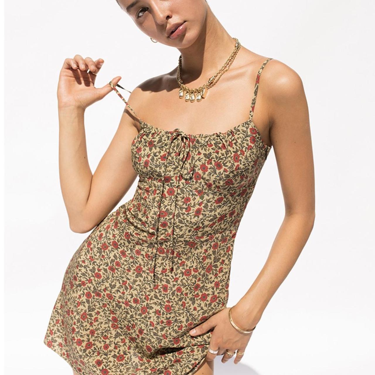 adorable silk mini dress *floral pattern *hidden... - Depop