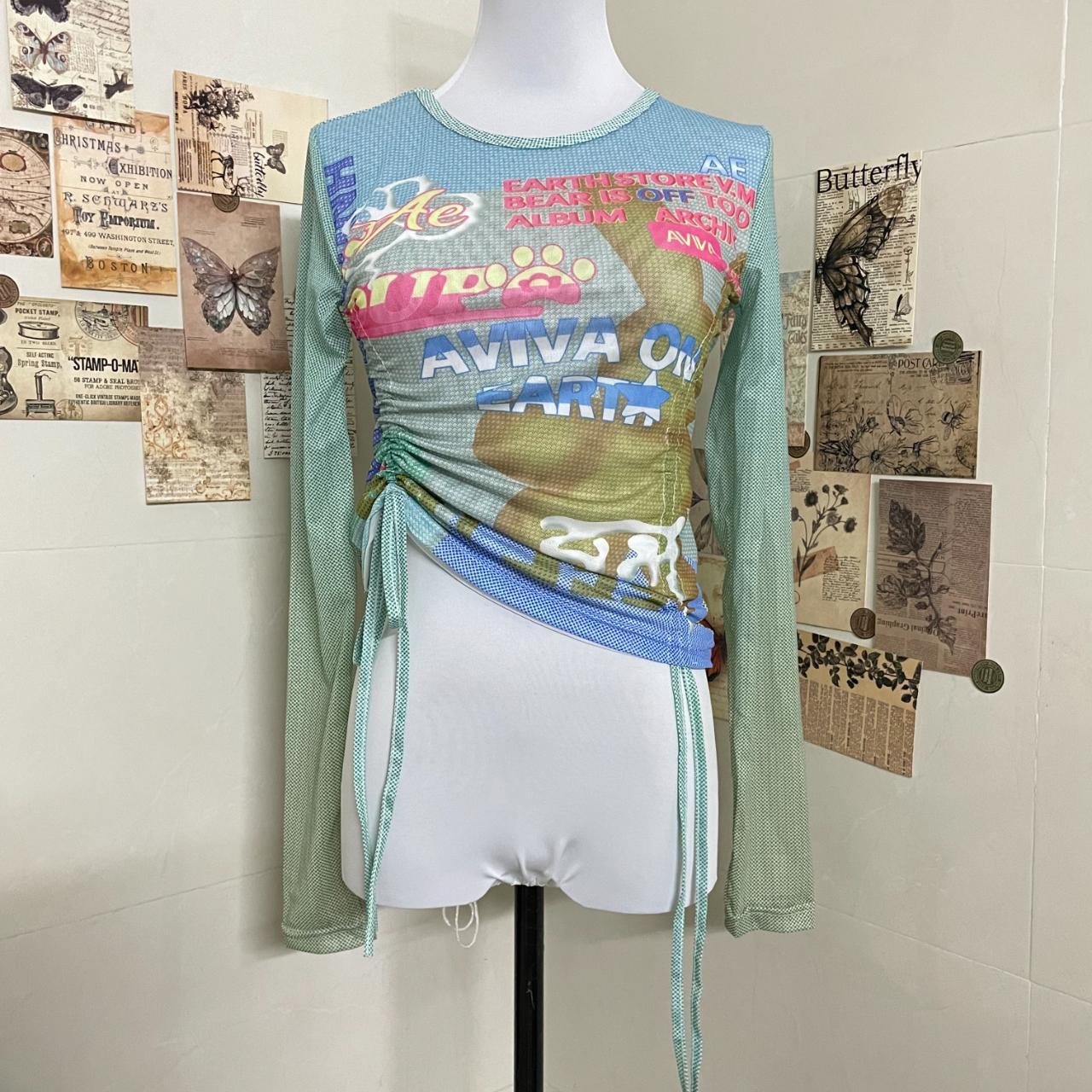 Cartoon Animation Printed Mesh T-Shirt, Round Neck... - Depop