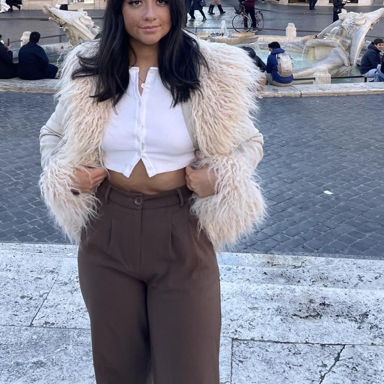 Urban Outfitters cream fluffy jacket, size S, great... - Depop