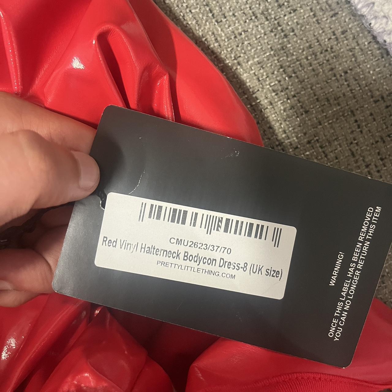 Red mini shiny latex leather dress for a night out. - Depop