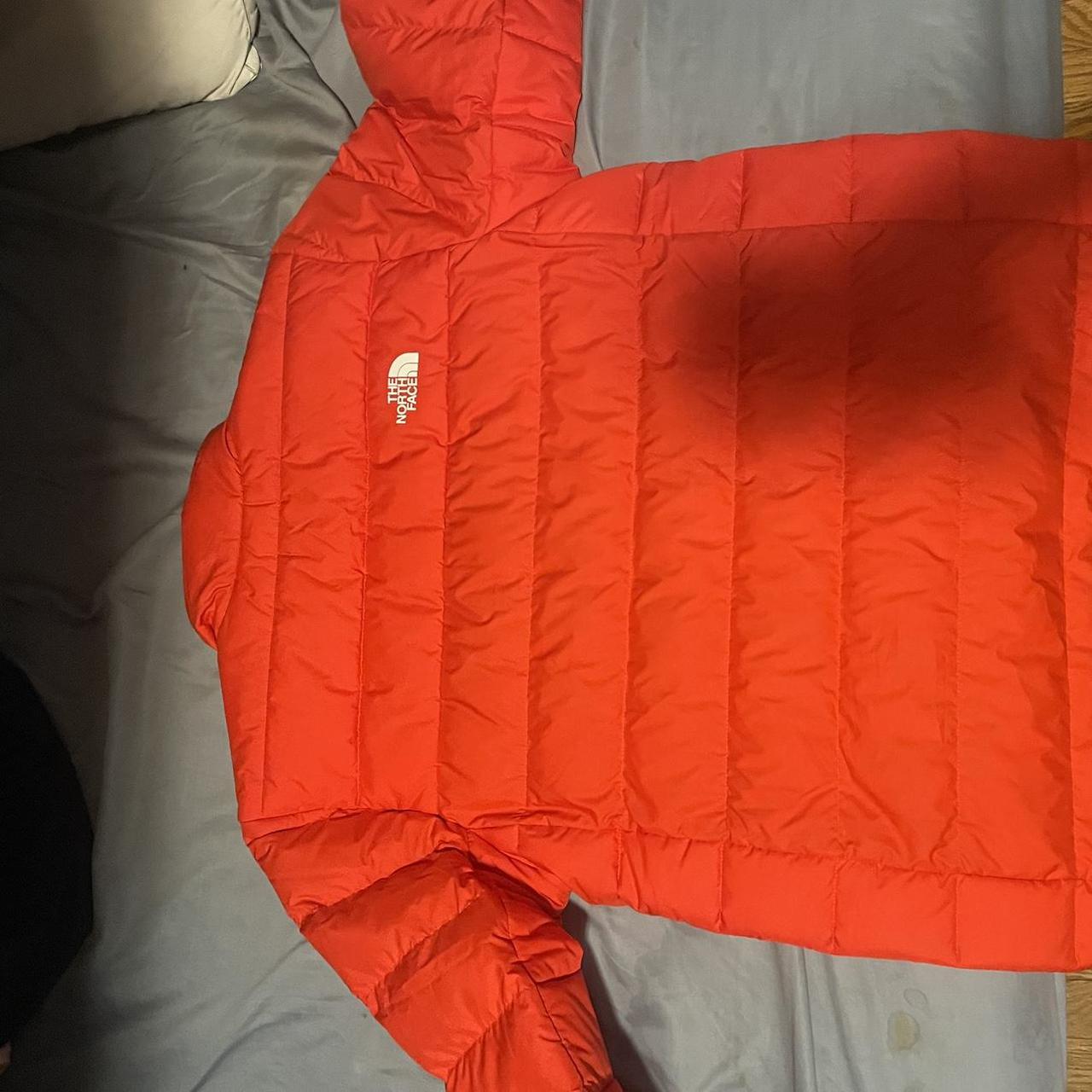 North face) light puffer fiery red - Depop
