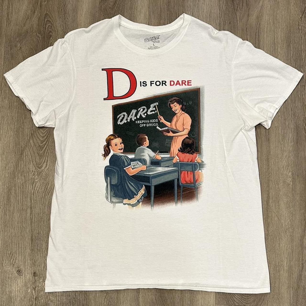 White "D is for Dare" graphic tee #dare #streetwear... - Depop