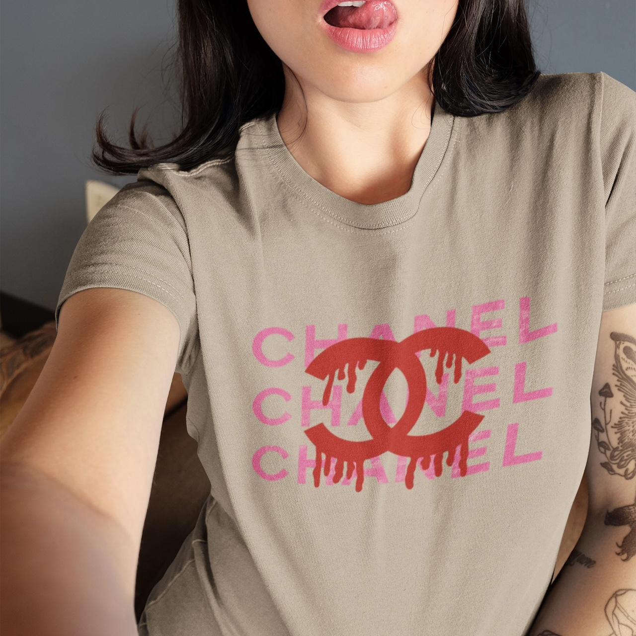 Fashionable pink graphic design on T-shirt… Three... - Depop