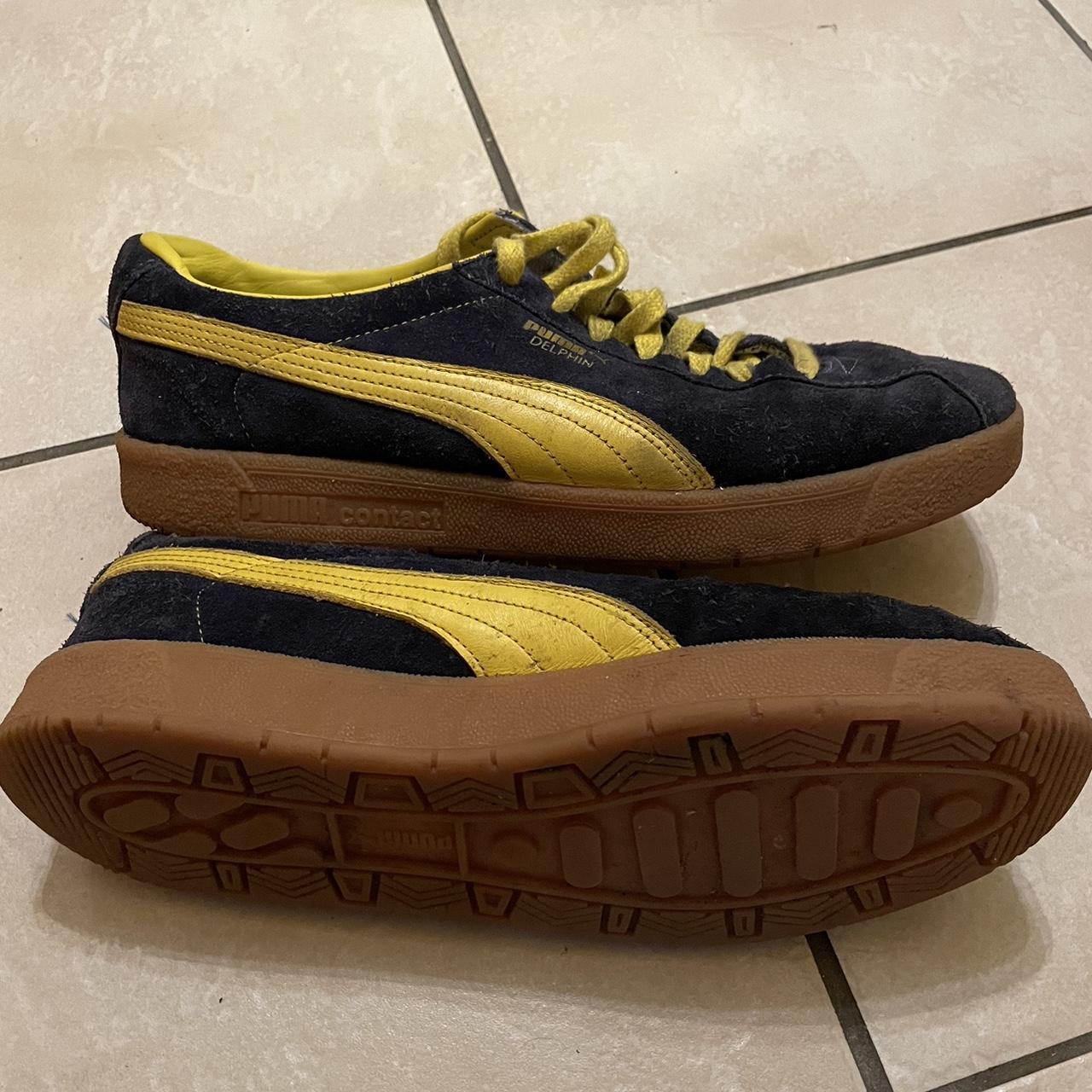 A pair of ‘Delphin’ navy and yellow Puma... - Depop