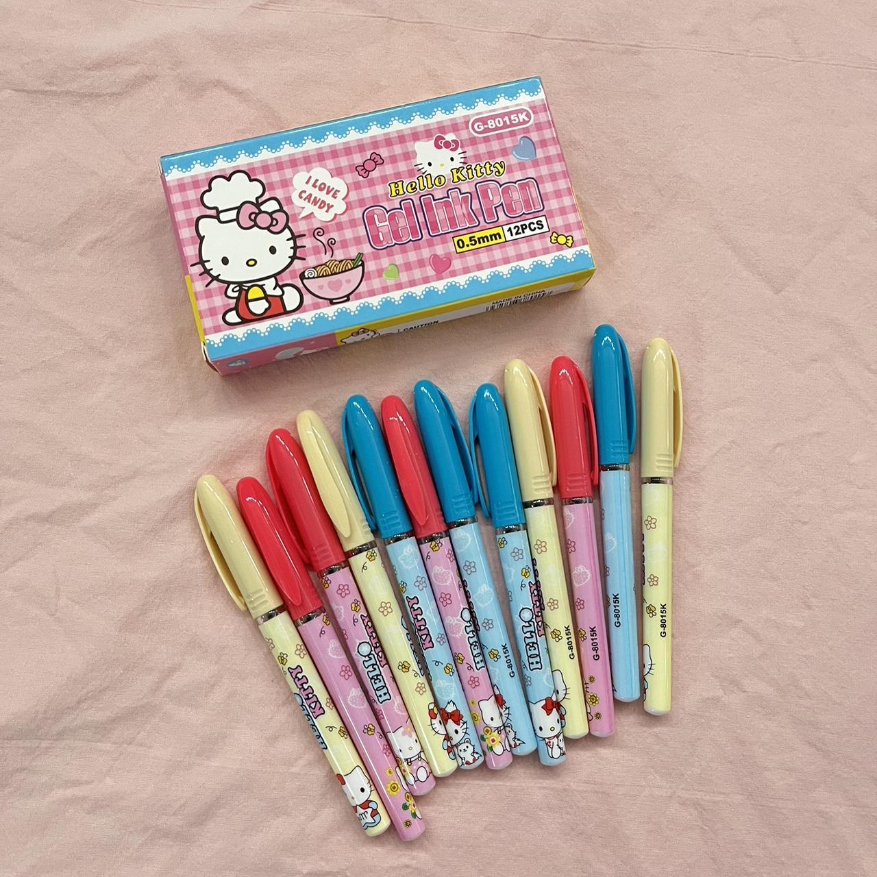 Hello Kitty gel ink 12 pens pack Color: black 12... - Depop