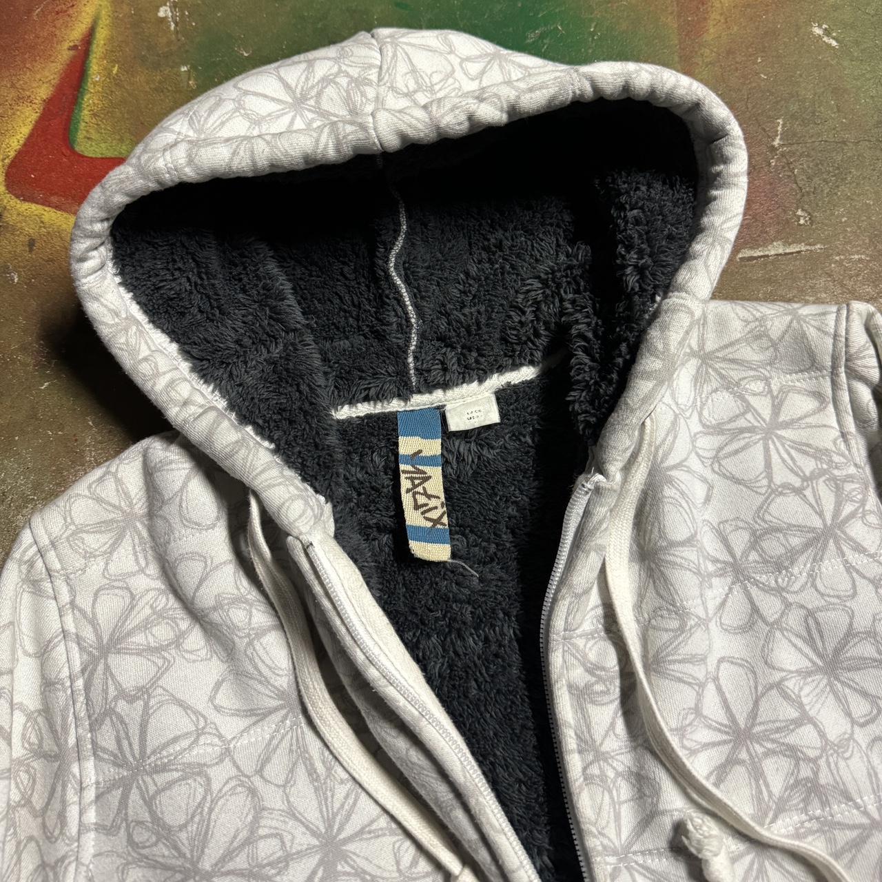 y2k Matix Fur Zip-up Hoodie White/Grey Fit womens M... | Depop