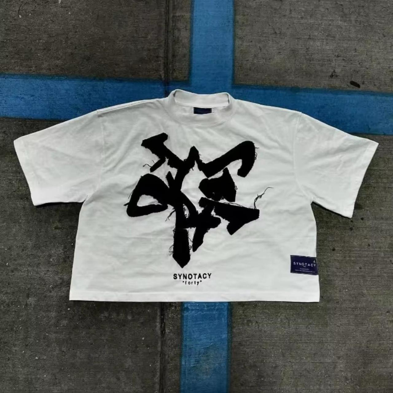 Synotacy Distressed Embroidery Tee Size Large - Depop