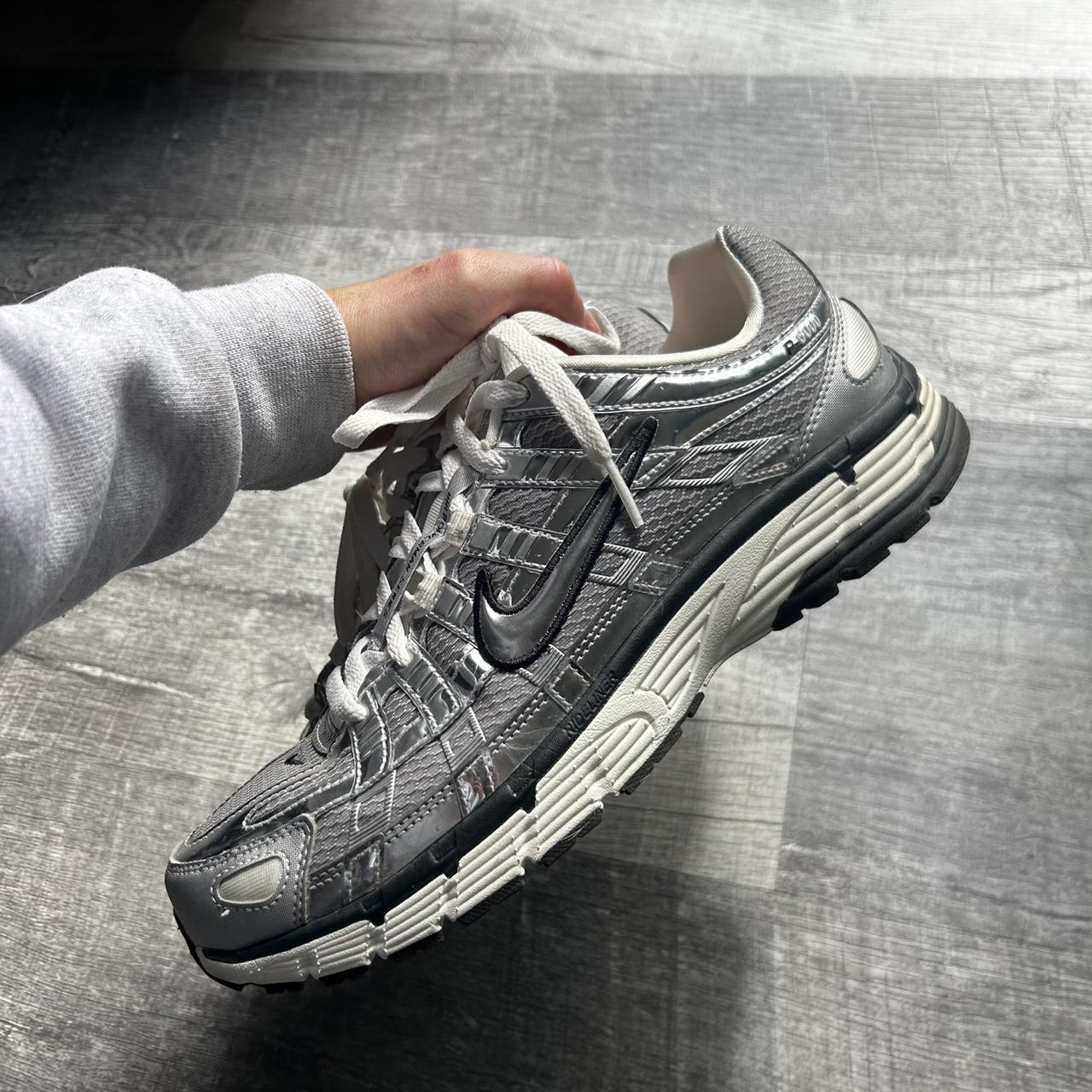 Nike P6000 trainers in silver and white, featuring a... | Depop