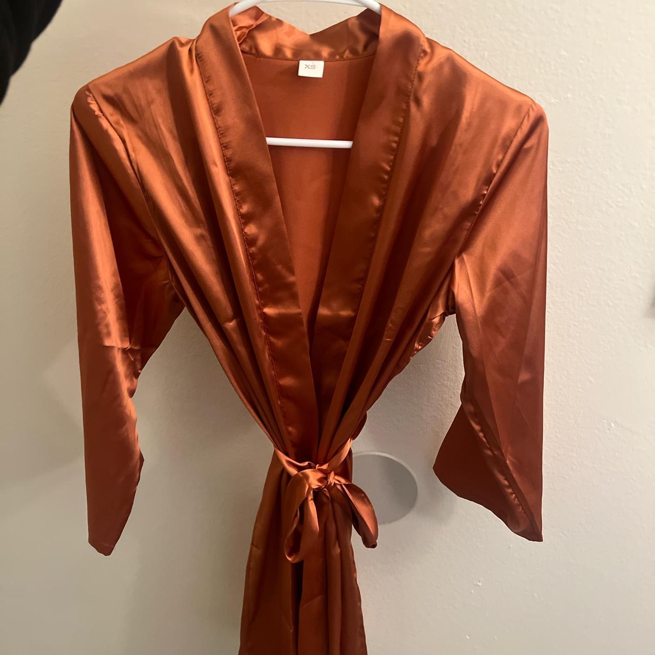 dark orange satin robe - never worn - Depop