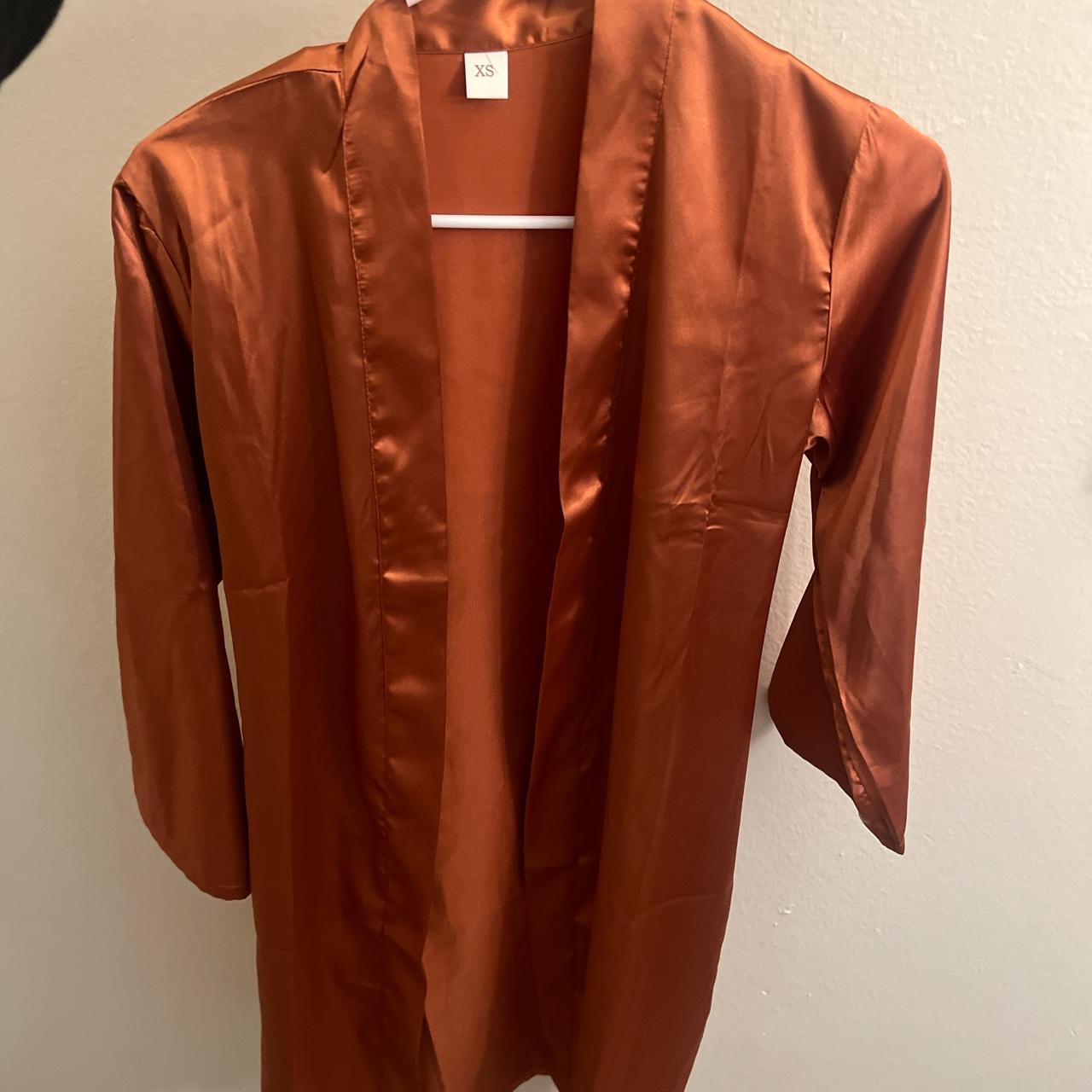 dark orange satin robe - never worn - Depop