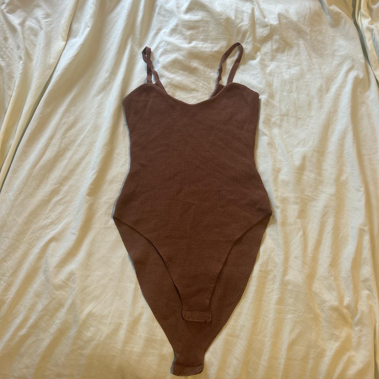 Small brown ribbed brown body suit. - Depop