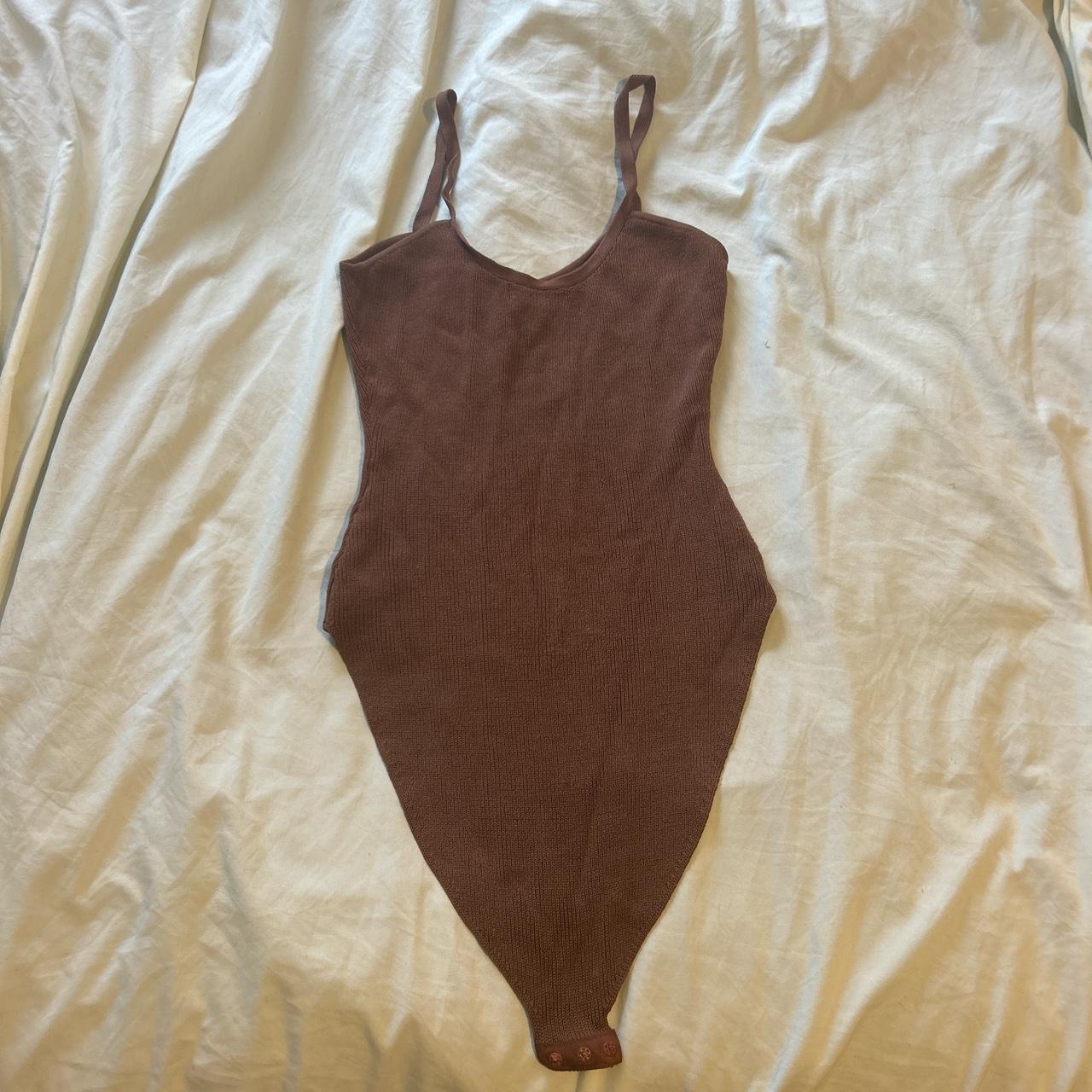 Small brown ribbed brown body suit. - Depop