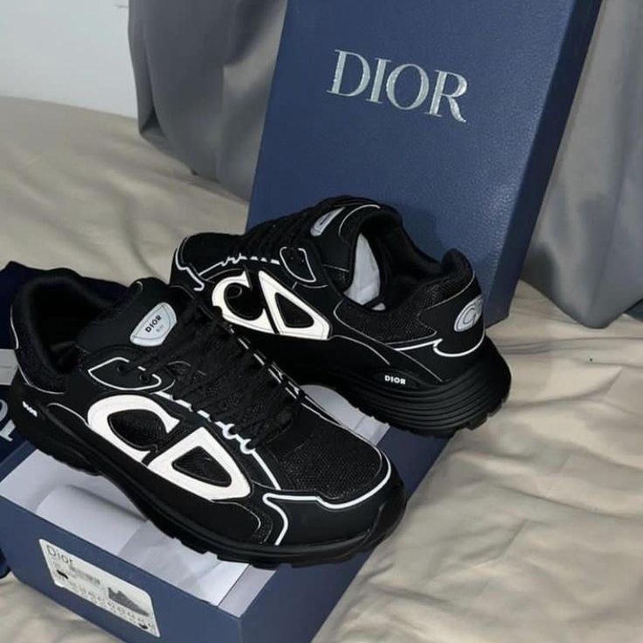Black and white Christian Dior trainers #luxuryfootwear | Depop
