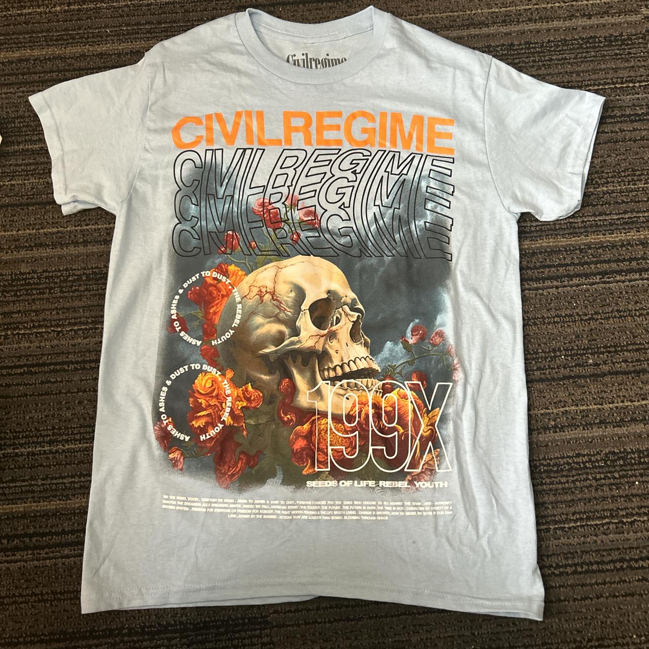 Blue and orange civil regime 199x tee #streetwear... | Depop