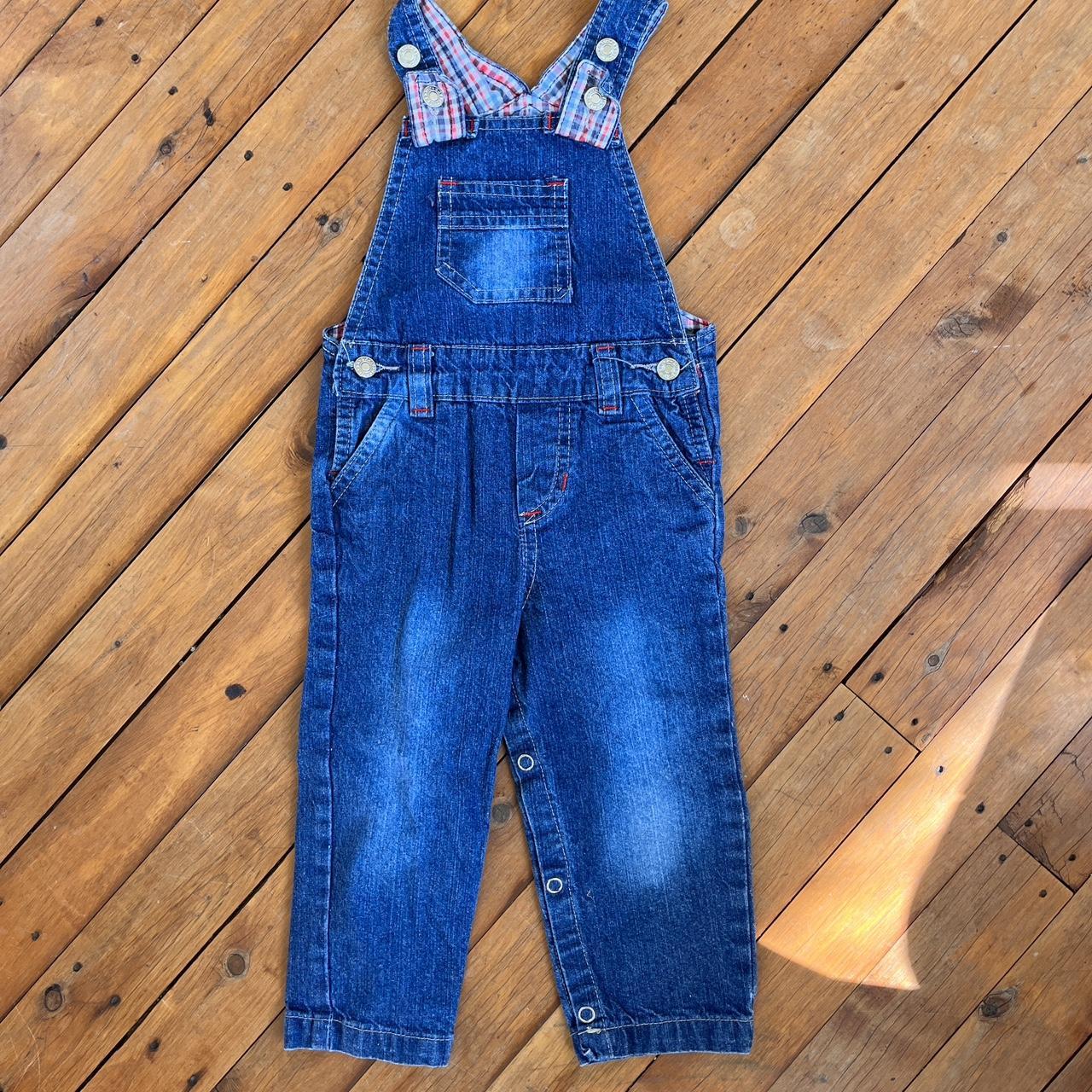 Vintage toddler denim overalls. Suit size 6-12... - Depop