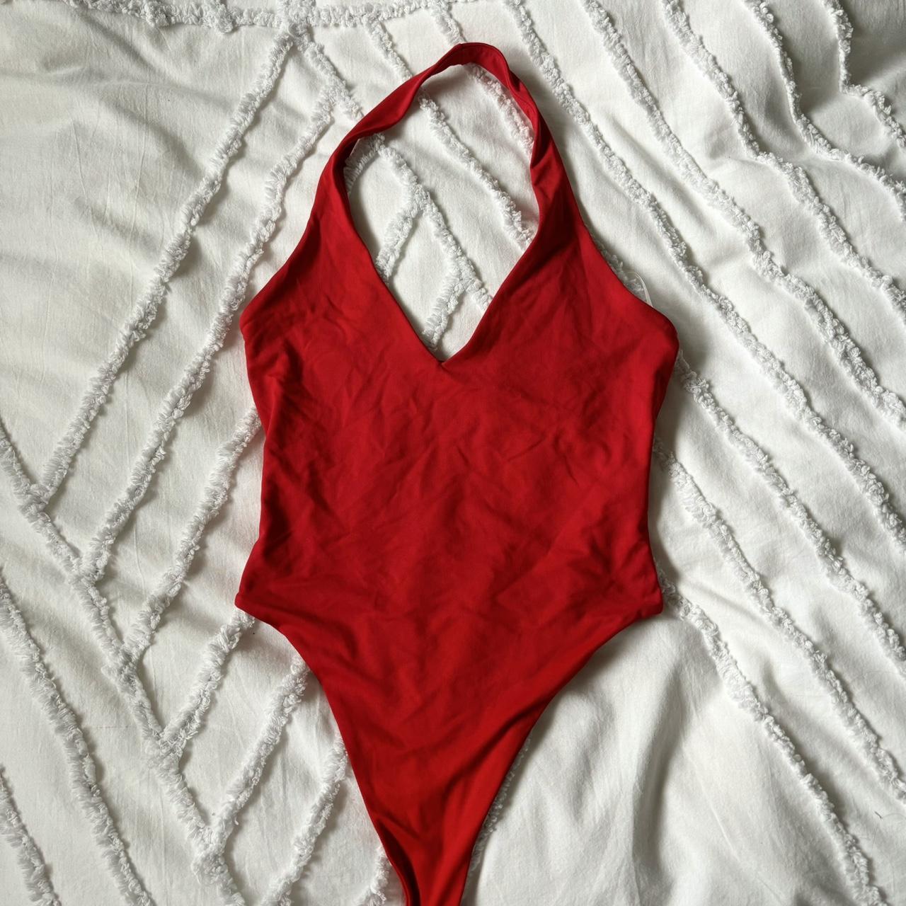 supre - luxe halter body suit, red size - xs #luxe... - Depop