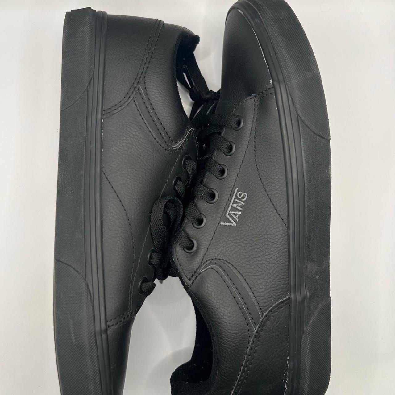 Black Leather Vans! Mens size 8 in like new... - Depop