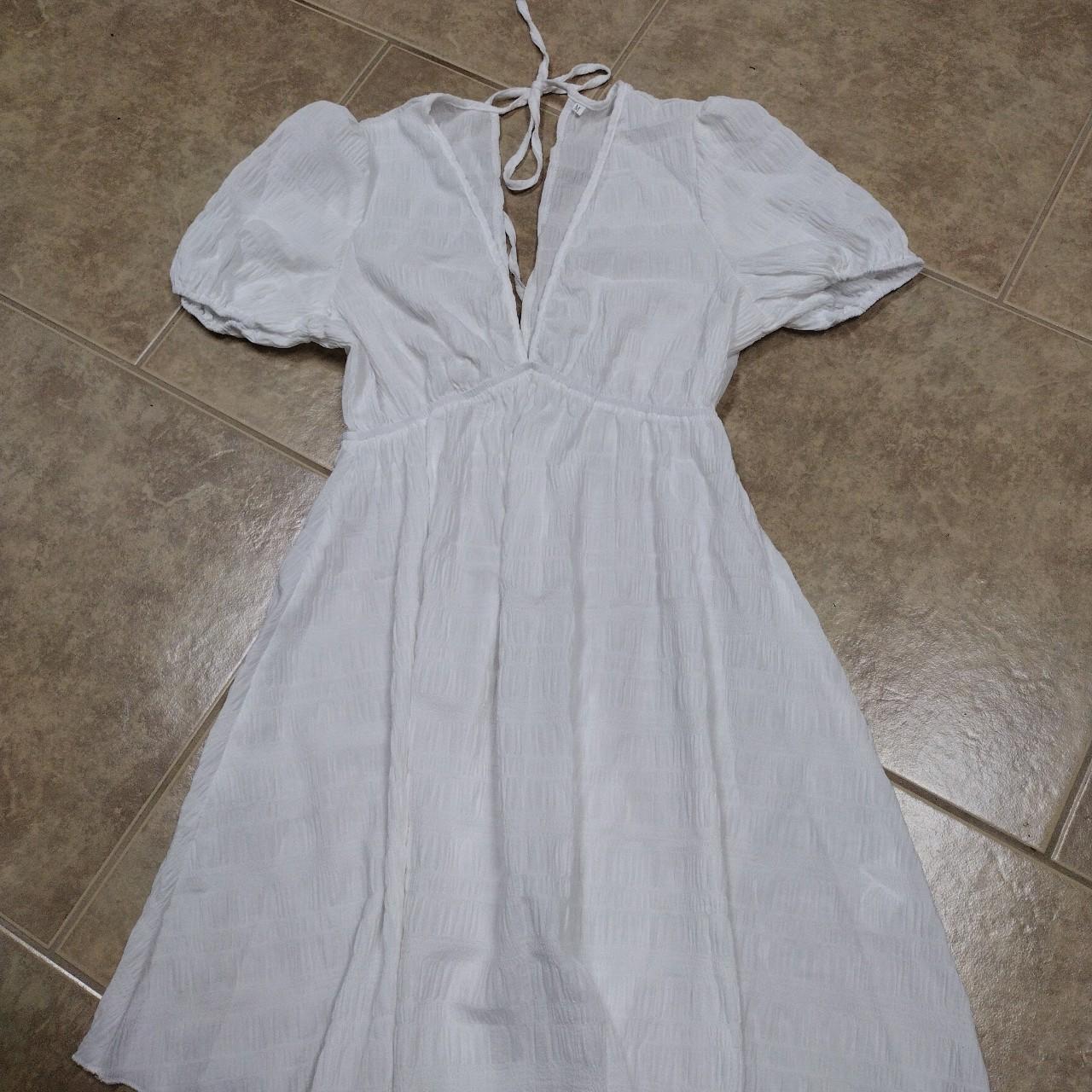 White Deep V Neck Summer Dress - Depop White Deep V Neck Summer Dress - Depop