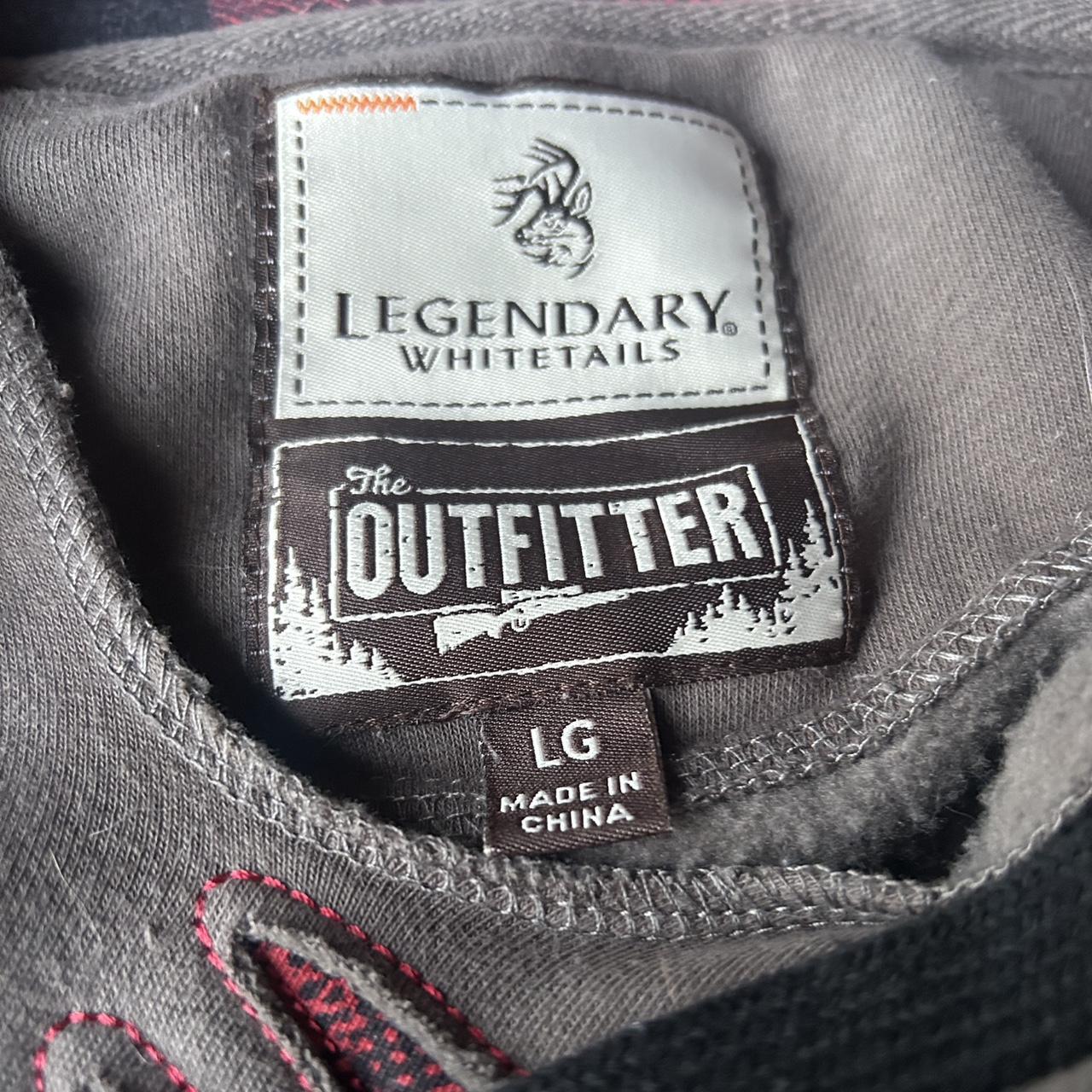 Grey buck hoodie with black and red designs plaid... - Depop