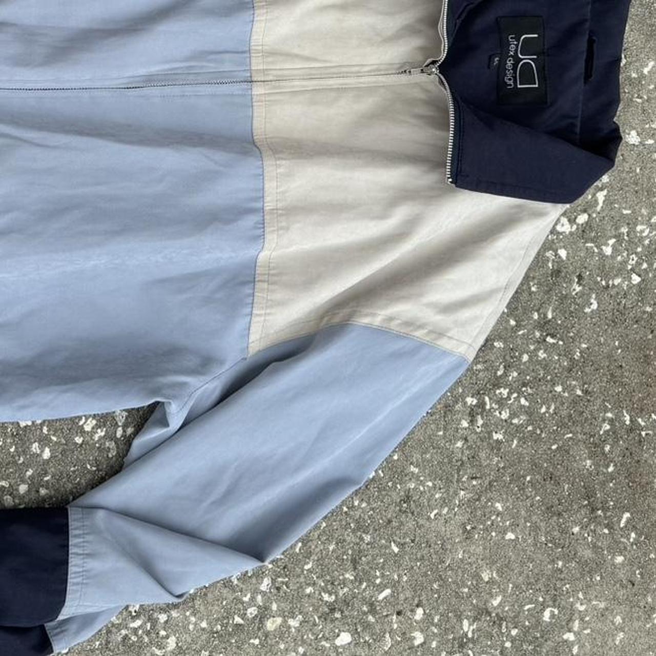 Cute blue tricolor dad jacket - Depop