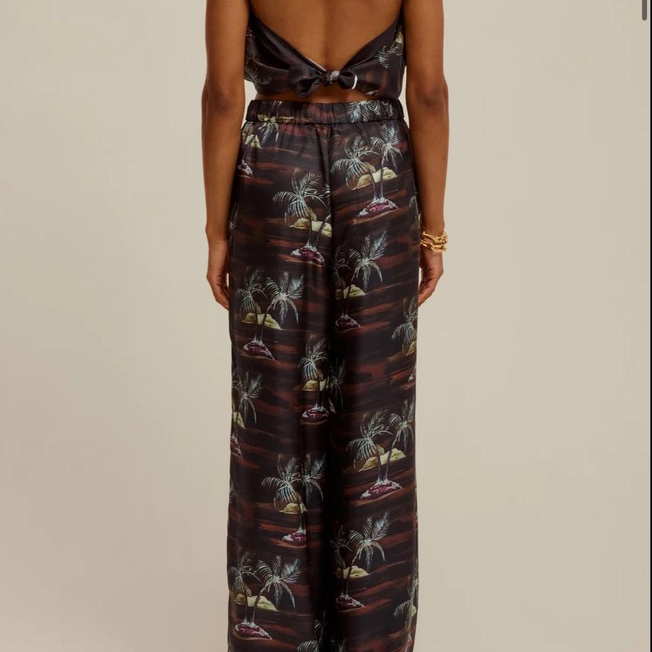 Venroy Silk Set - Scarf Top & Wide Leg pants **sold... - Depop