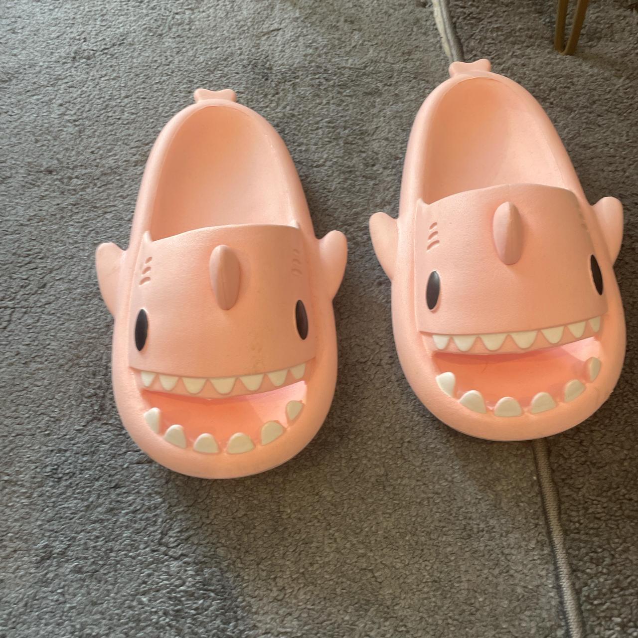 Pink shark sliders - Depop