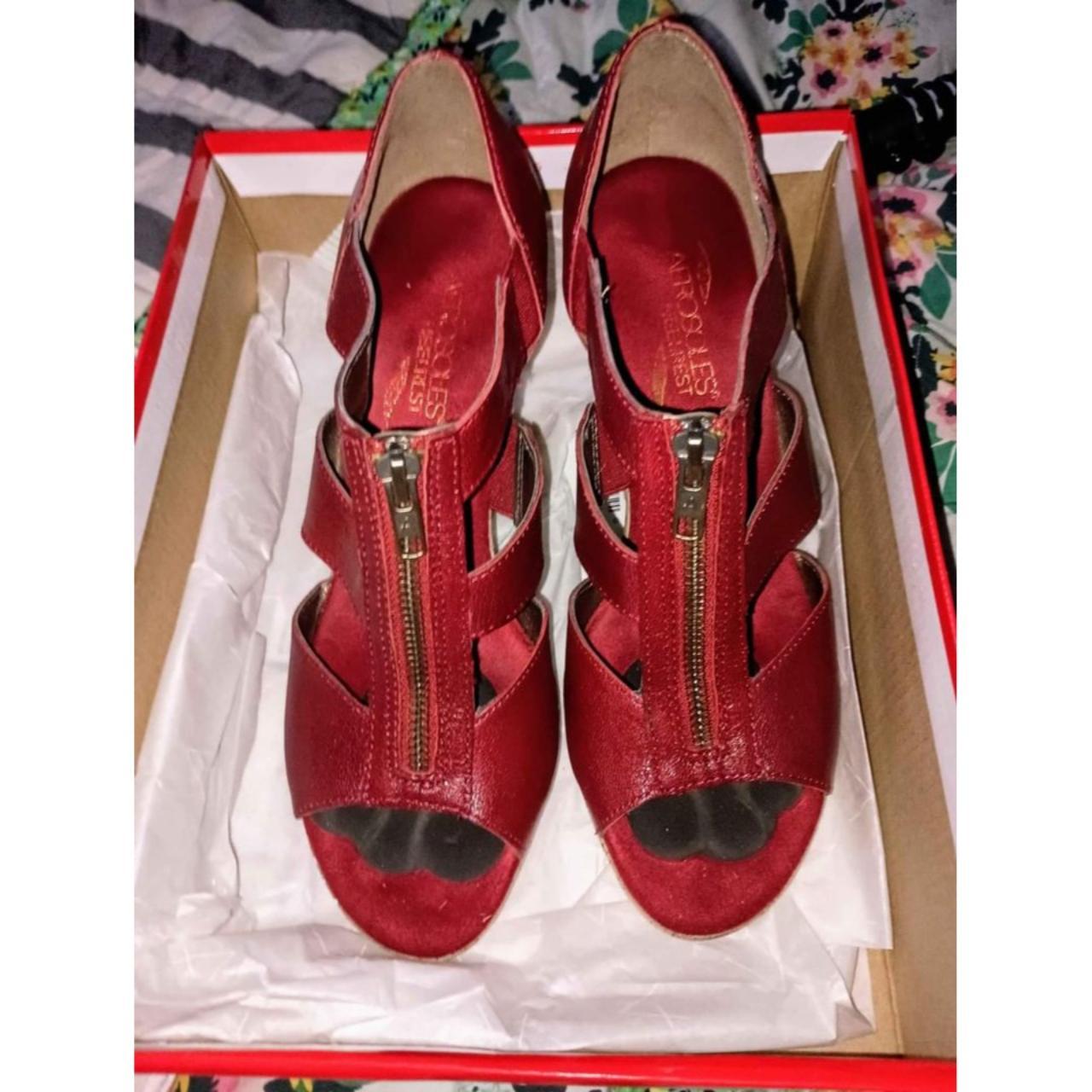 Like NEW Women's Aerosole Red Leather On Track Wedge... - Depop