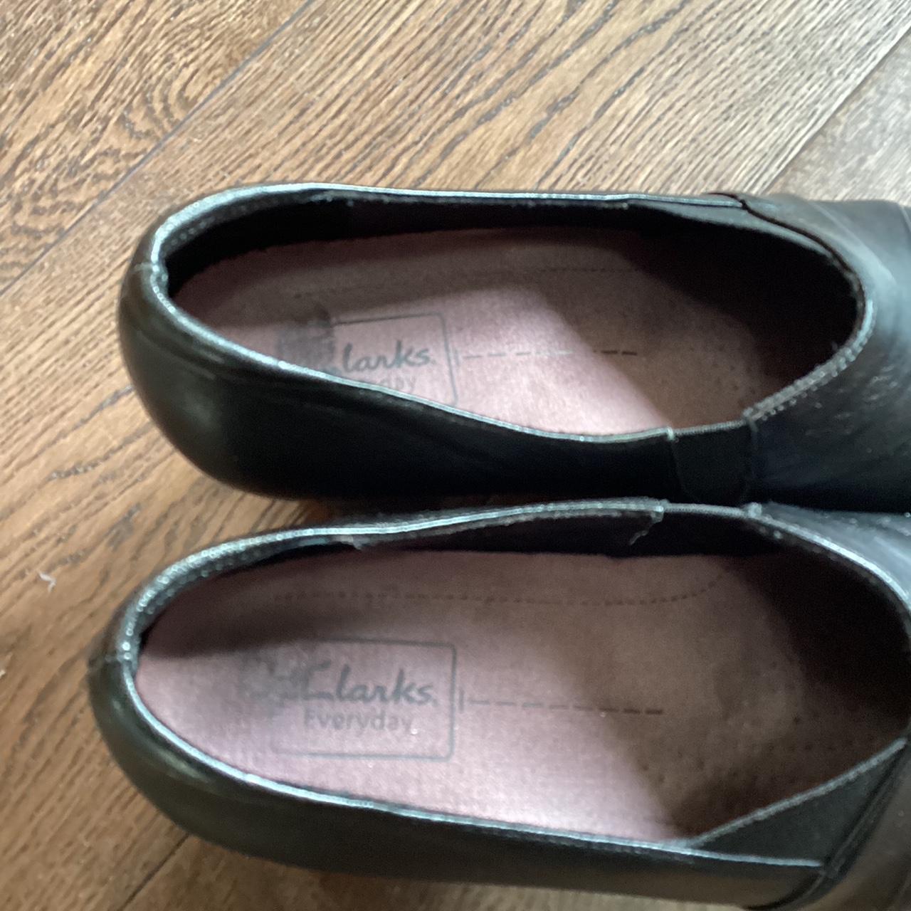 Clarks Black Leather Bootie-Type Shoes, only worn... - Depop