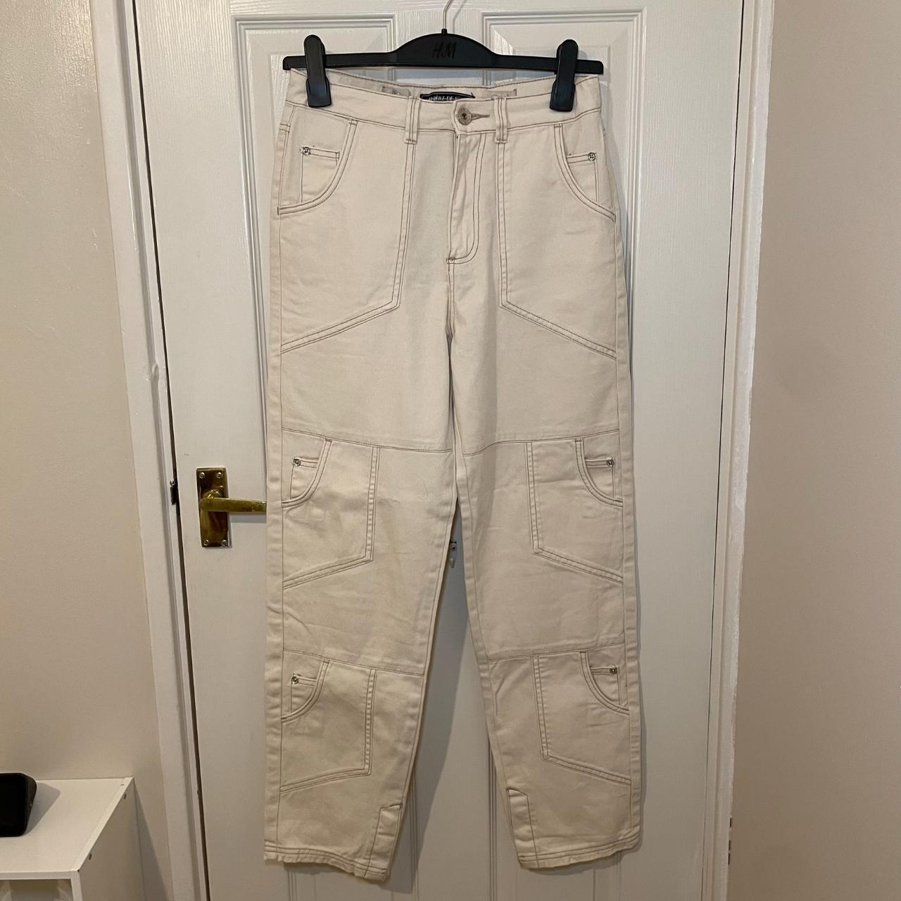 Manière De Voir Pocket Detail Mom Jeans Ecru Size Depop