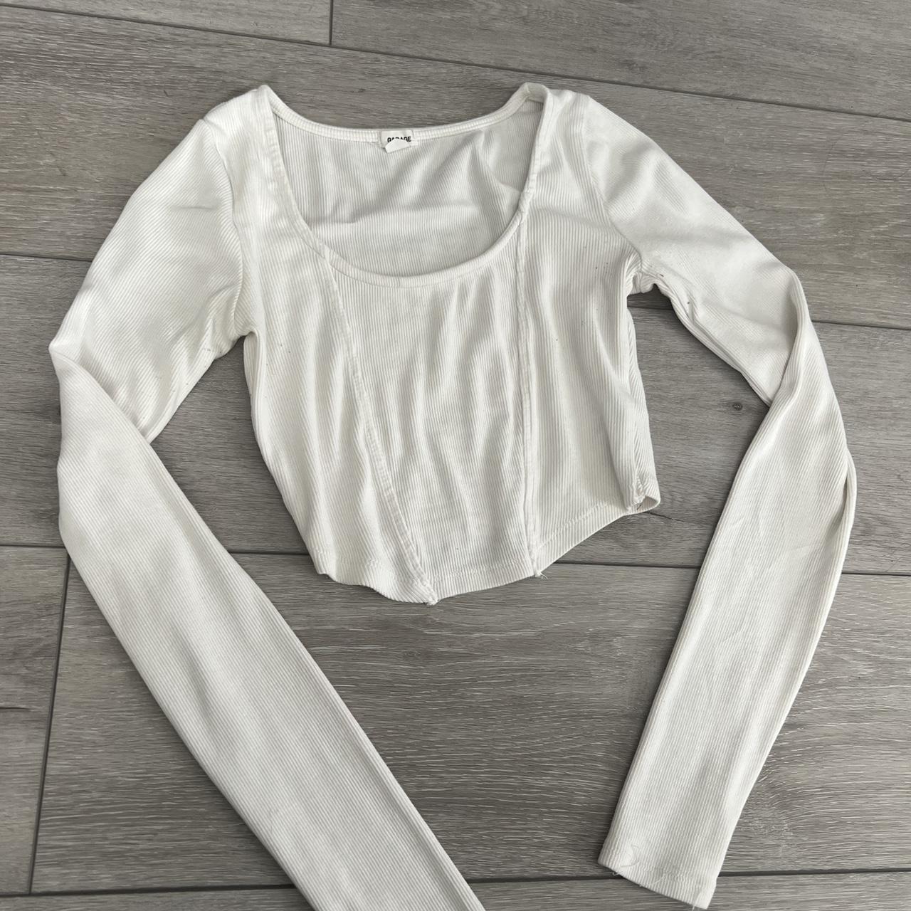 Garage white cropped long sleeve size xs- fits... | Depop
