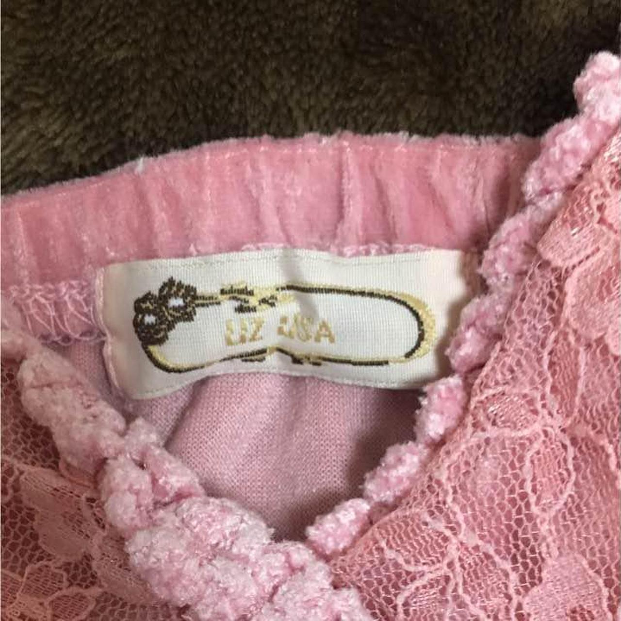 Liz Lisa Pink velvet camisole top with white pom poms - Depop