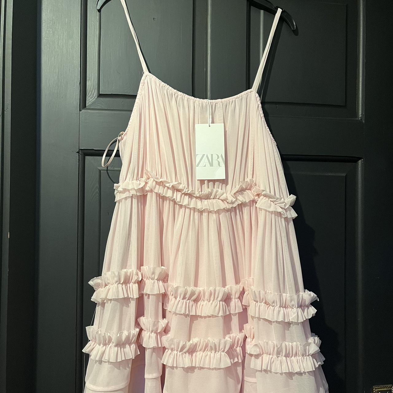 Zara ruffled Pink Tulle Dress. *SOLD OUT* Brand new... - Depop