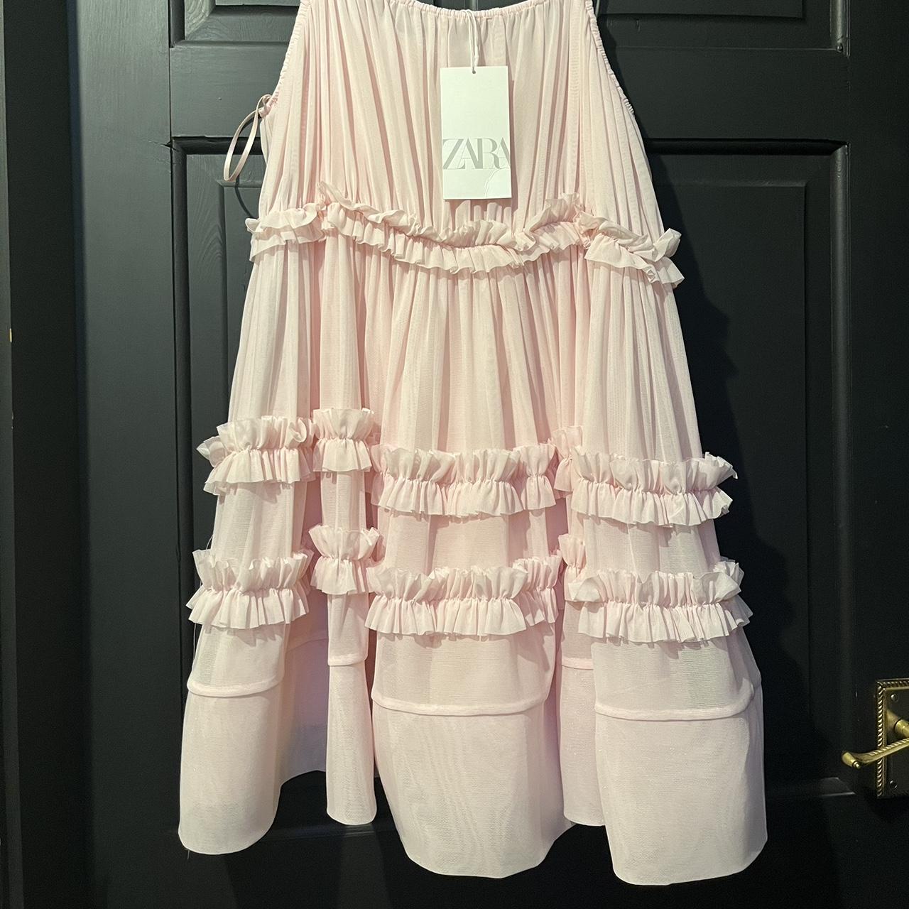 Zara ruffled Pink Tulle Dress. *SOLD OUT* Brand new... - Depop
