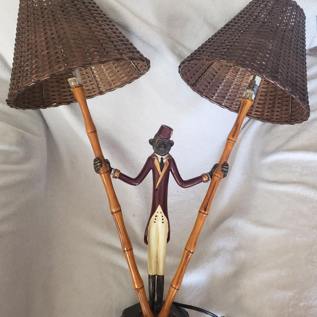 Vintage Monkey Bellhop Double Sconce Lamp - Depop