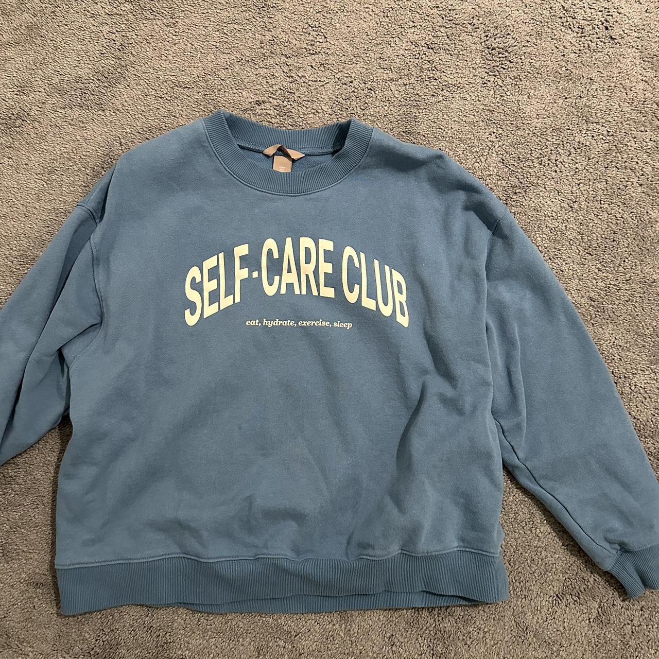Medium Blue Self Care Club Sweatshirt - Depop