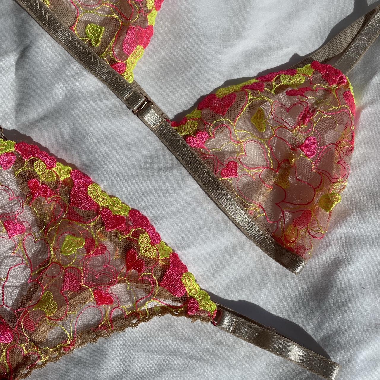 Lissie Livia Bra & Thong Set - Bright Hearts About... - Depop