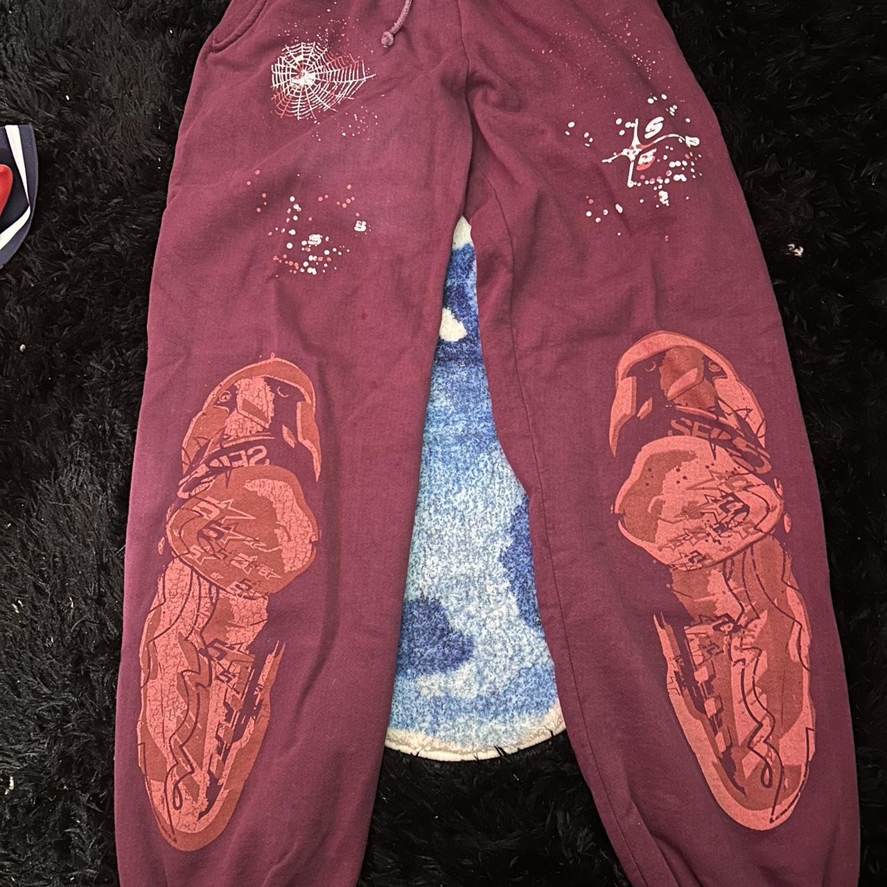 Maroon Sp5der Sweatpants Size Men’s Small... | Depop