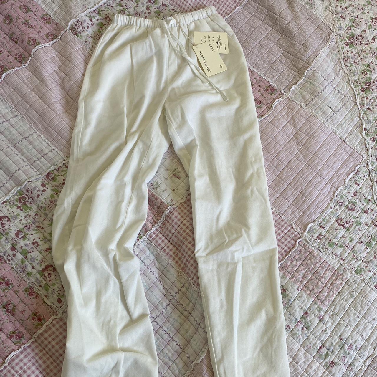 Peppermayo white linen pants, extremely good... - Depop