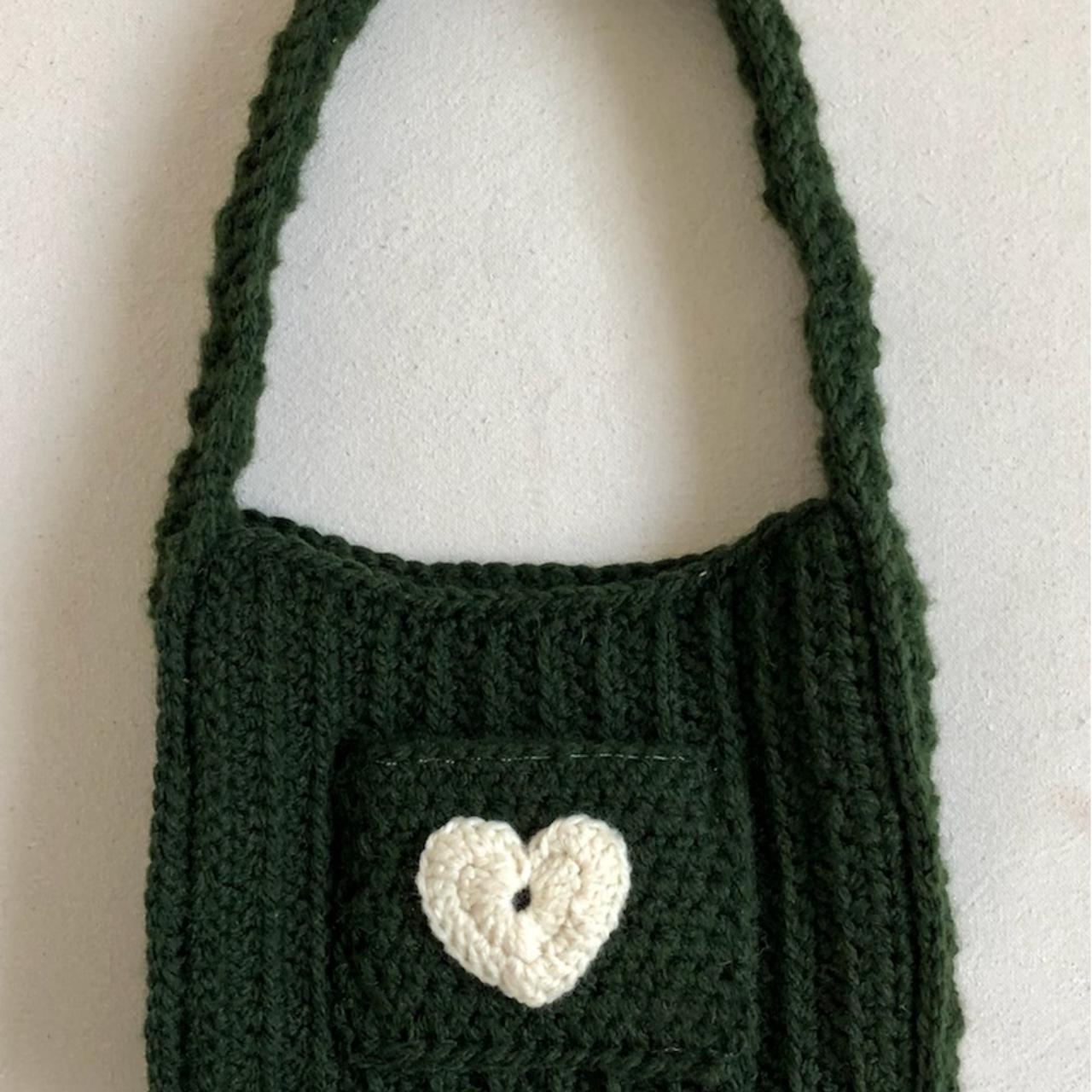 100% handmade shoulder bag. Dark green exterior made... - Depop