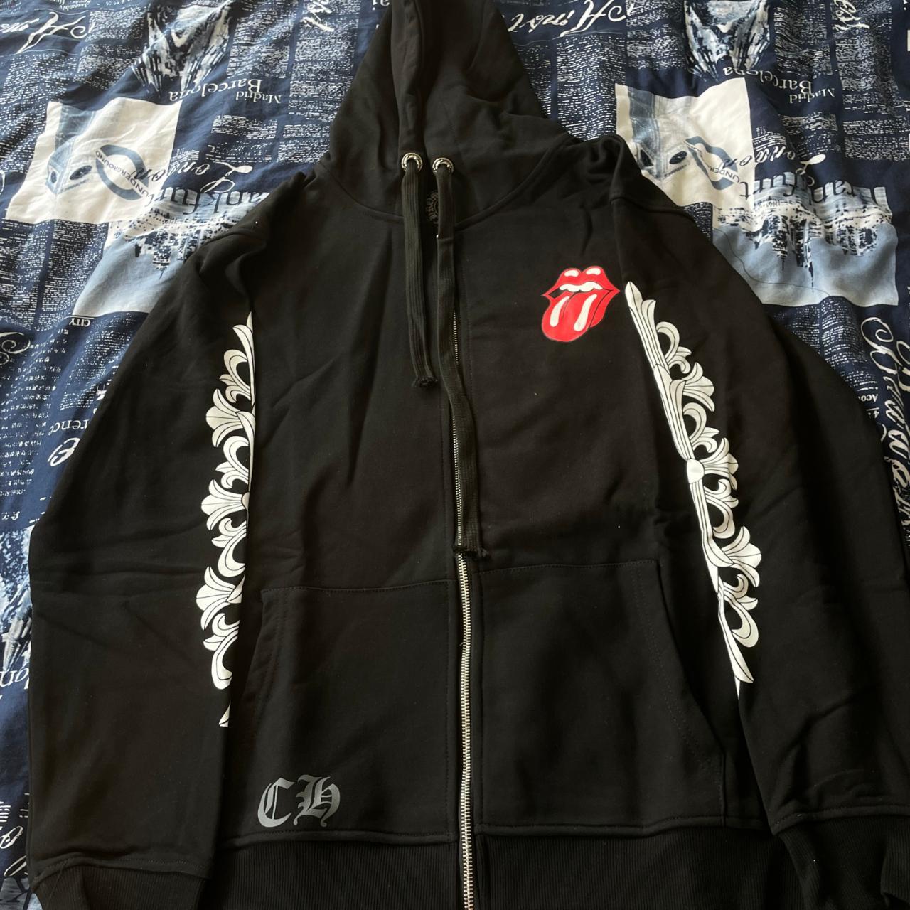 Chrome Hearts zip up jacket. Black and red - Depop