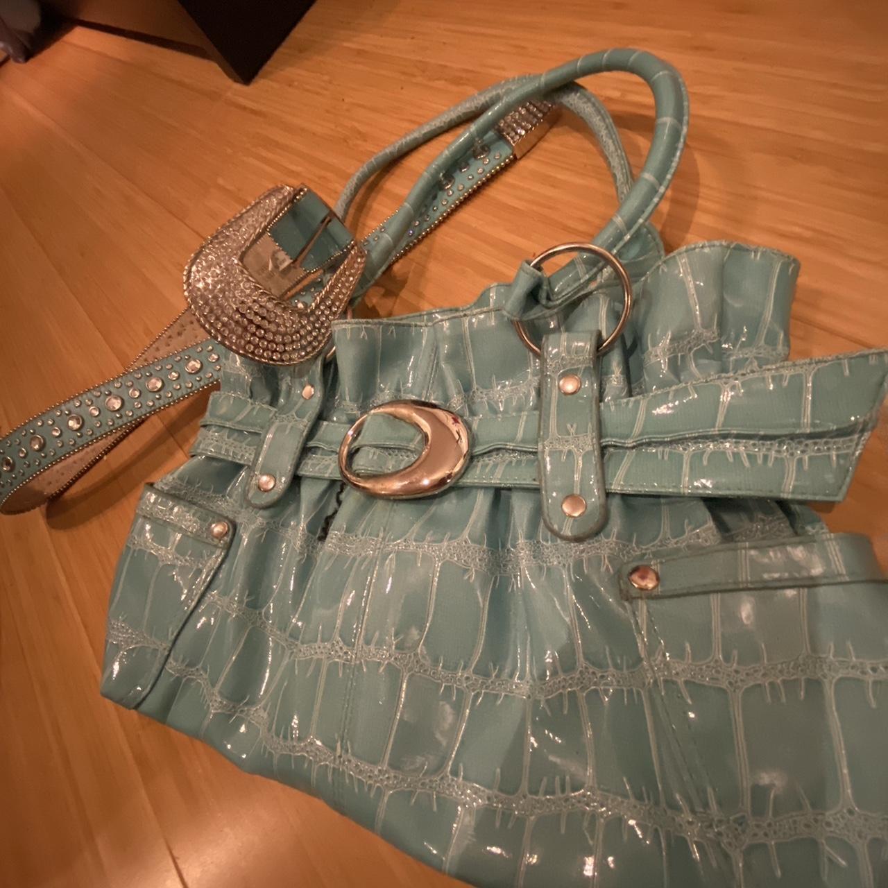 super cute sky blue purse with buckle really cute... - Depop