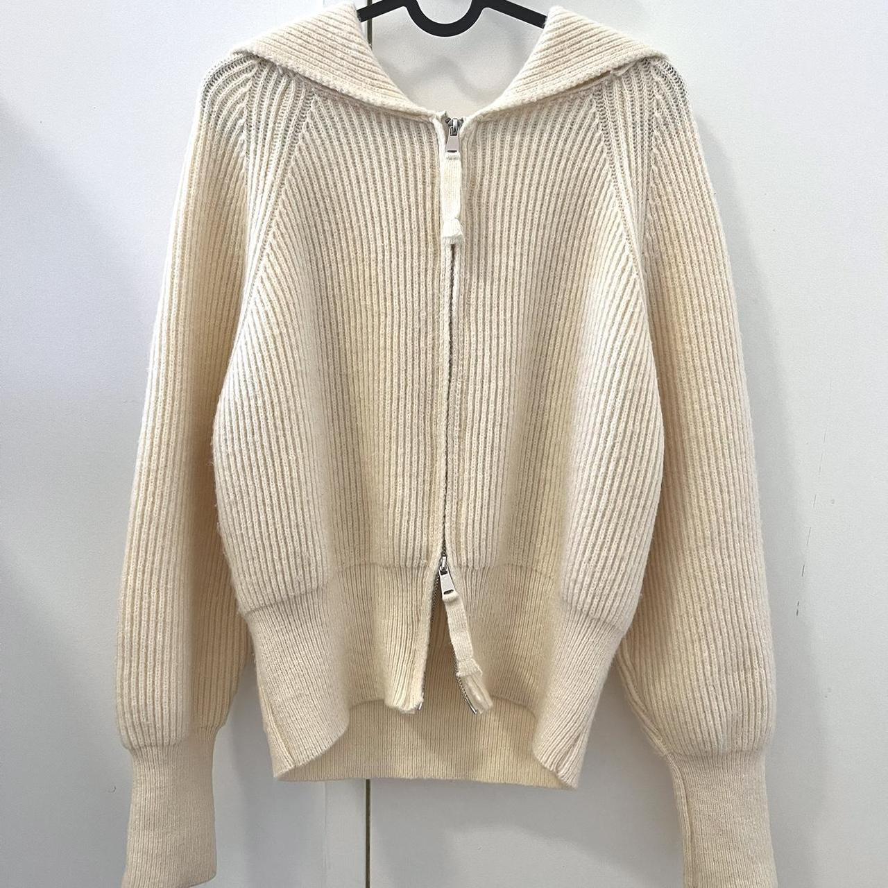 Cream zip-up cardigan (one size) In a good... - Depop