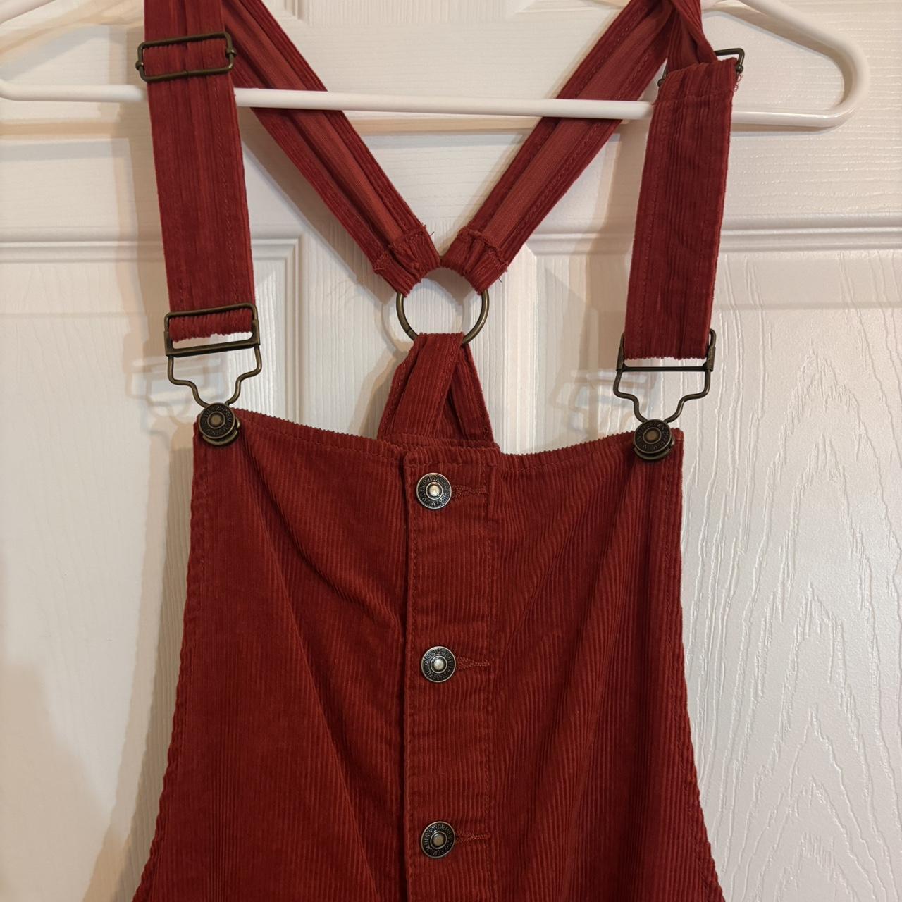Burnt orange overall dress (corduroy). Worn once. - Depop
