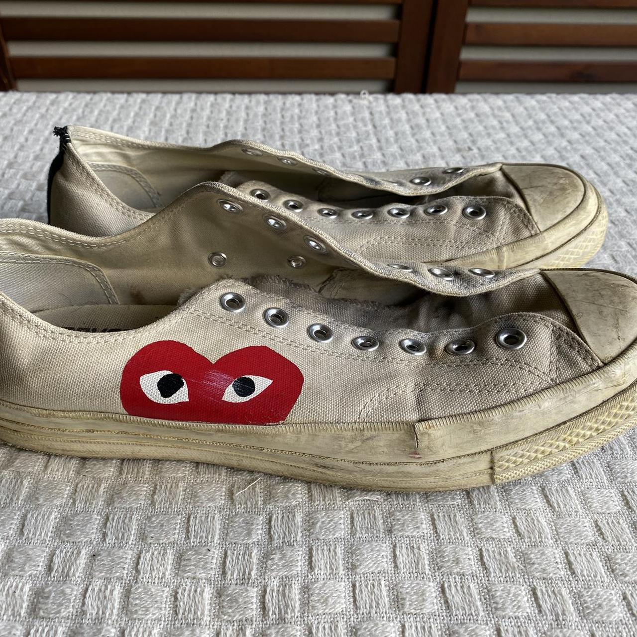 CDG play Converse UK 10 “White” - Depop