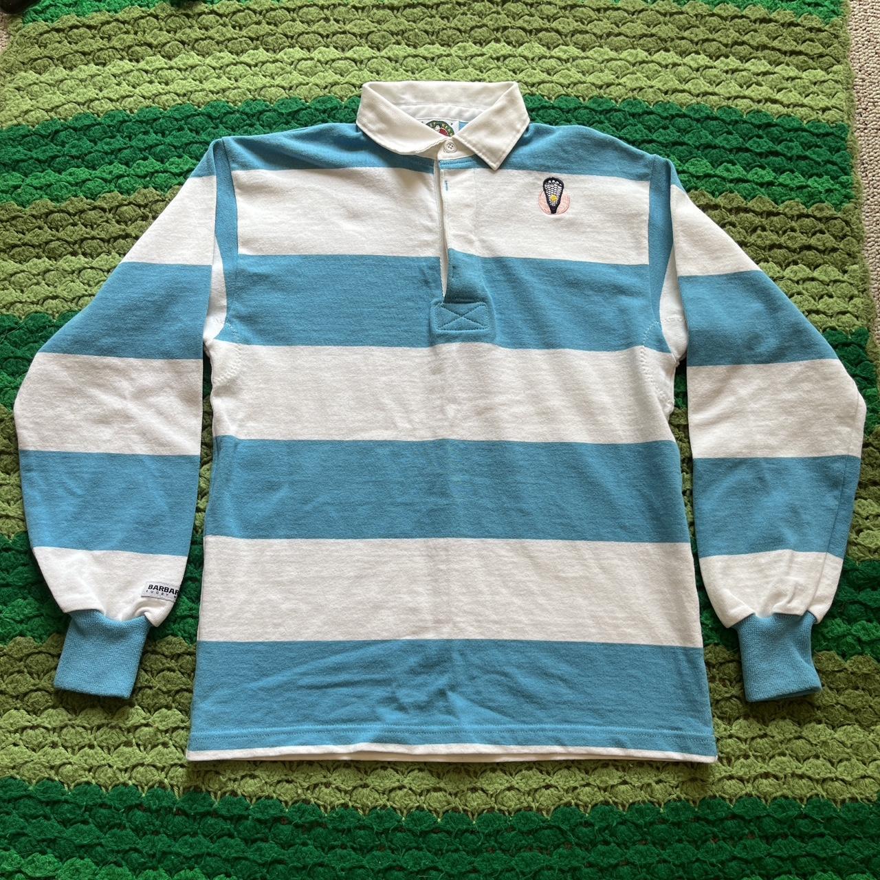 Vintage Barbarian 90s rugby polo long sleeve Size... - Depop