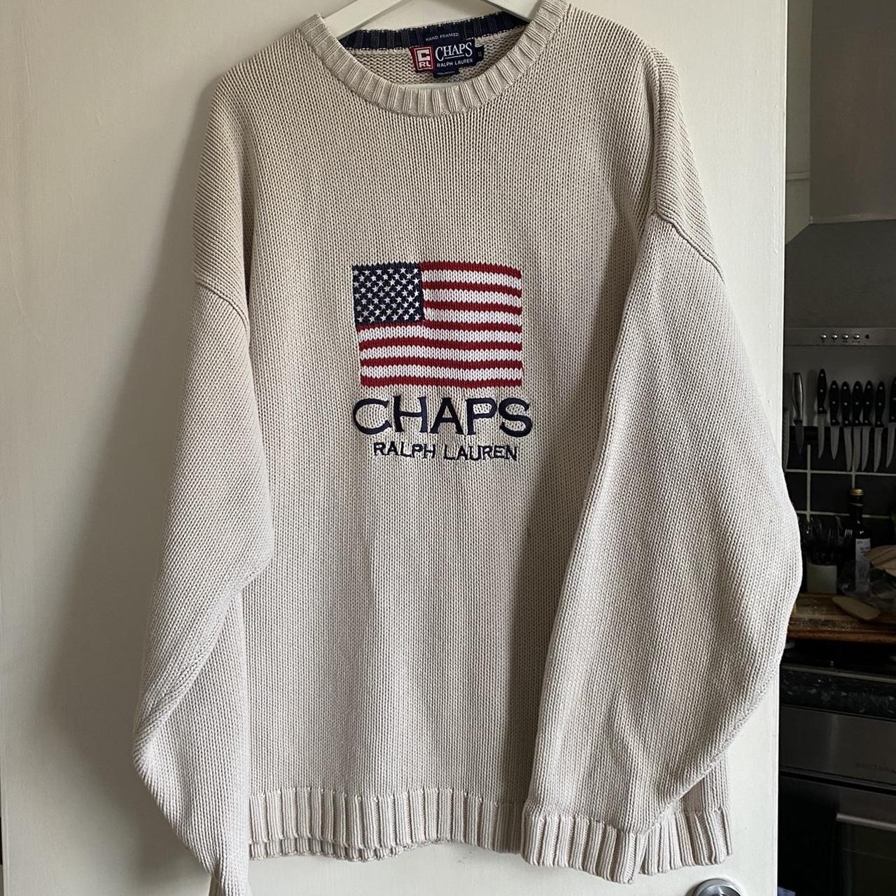 Rare vintage Chaps Ralph Lauren cream heavy knit... - Depop